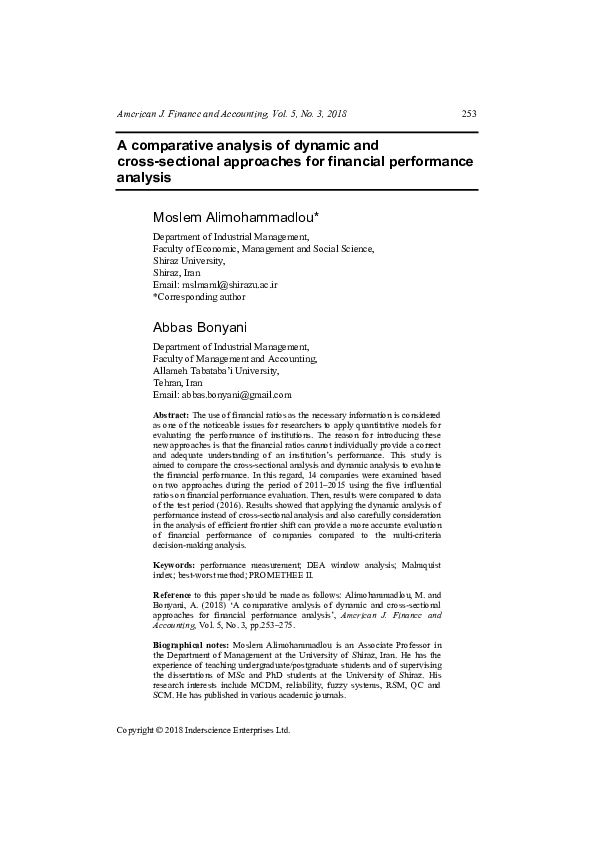 Pdf A Comparative Analysis Of Dynamic And Cross Sectional Approaches For Financial Performance