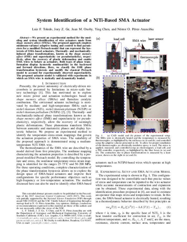 (PDF) System identification of a NiTi-based SMA actuator using a modified Preisach model and ...