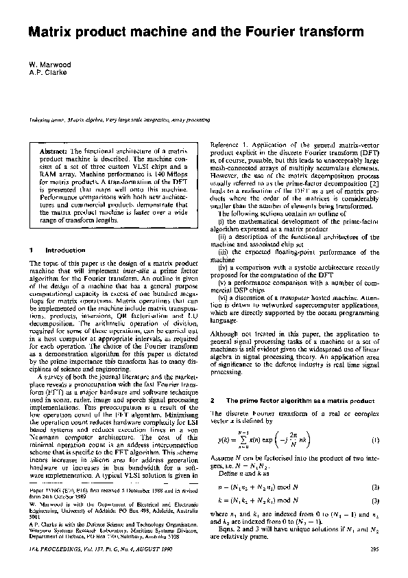 (PDF) Matrix product machine and the Fourier transform