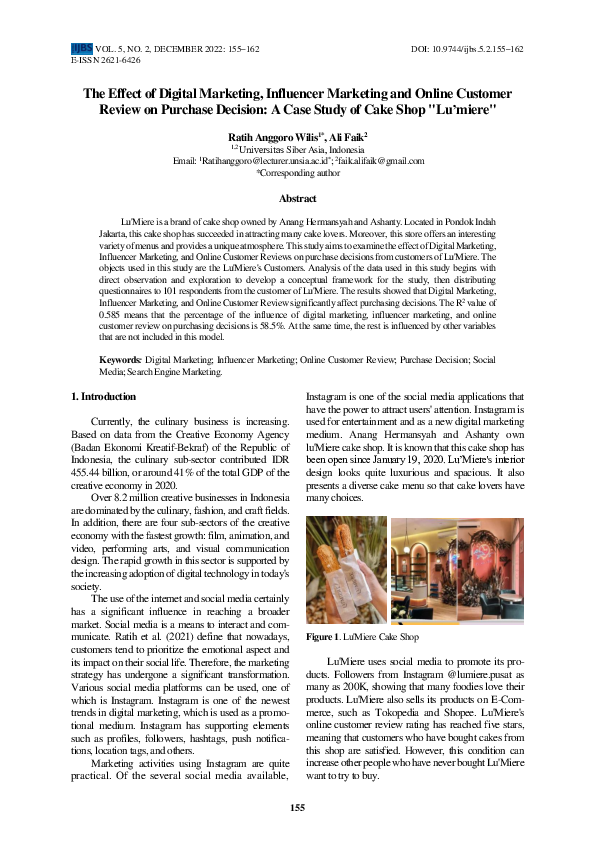 (PDF) Effect of Digital Marketing, Influencer Marketing and Online ...