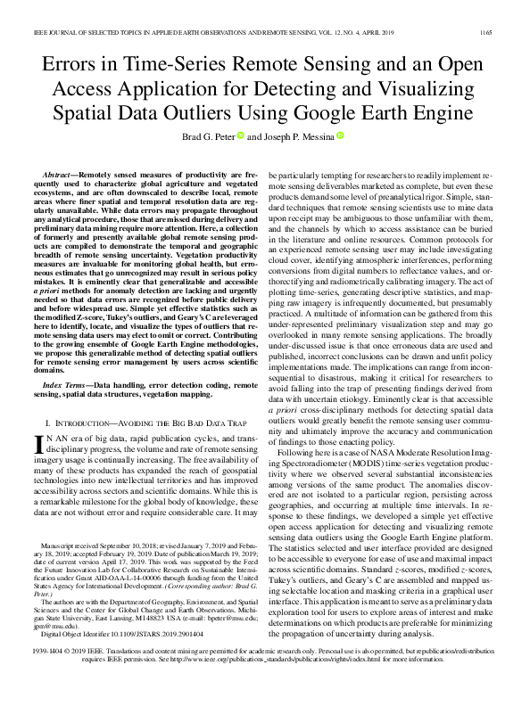 Pdf Errors In Time Series Remote Sensing And An Open Access Application For Detecting And