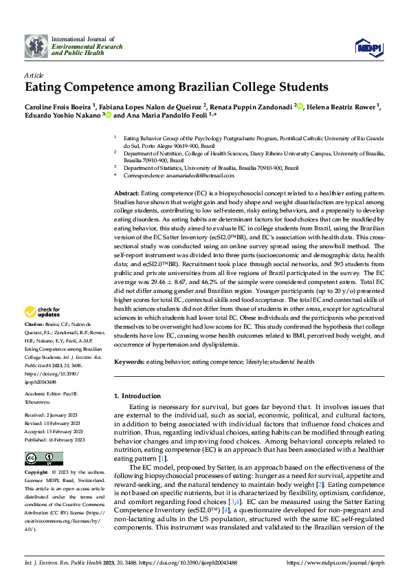(PDF) Eating Competence among Brazilian College Students | Helena Rower ...