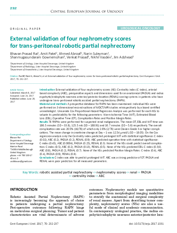(PDF) External validation of four nephrometry scores for trans ...