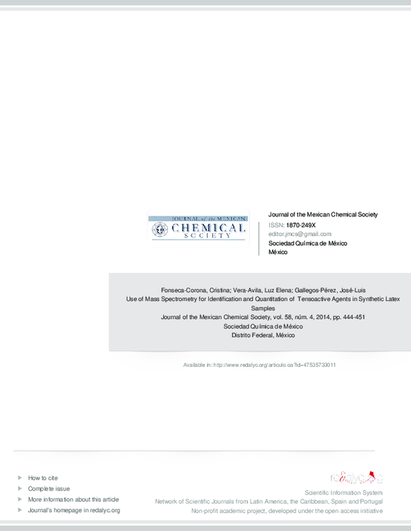 (PDF) Use of Mass Spectrometry for Identification and Quantitation of Tensoactive Agents in ...