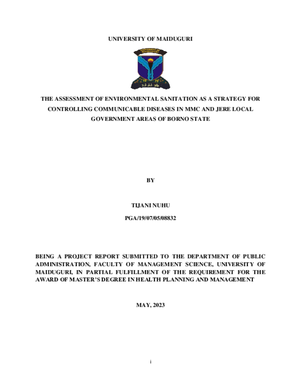 (PDF) THE ASSESSMENT OF ENVIRONMENTAL SANITATION AS A STRATEGY FOR ...