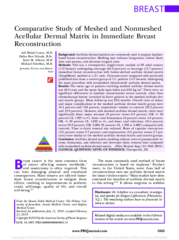 (PDF) Comparative Study of Meshed and Nonmeshed Acellular Dermal Matrix ...