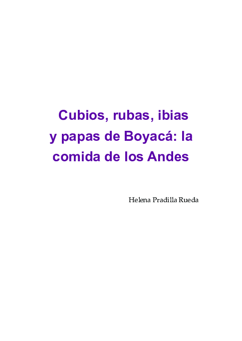 (PDF) Cubios, rubas, ibias y papas de Boyacá: La comida de los Andes