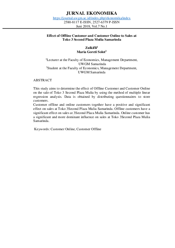 (PDF) Pengaruh Customer Offline dan Customer Online Terhadap Penjualan ...