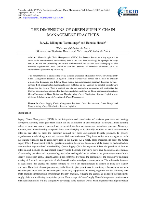 (PDF) The Dimensions of Green Supply Chain Management Practices