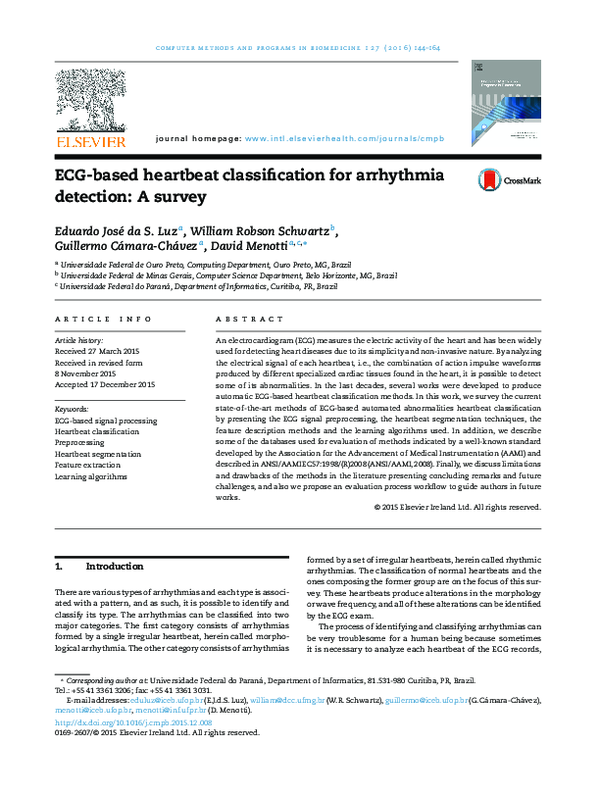 (PDF) ECG-based heartbeat classification for arrhythmia detection: A survey