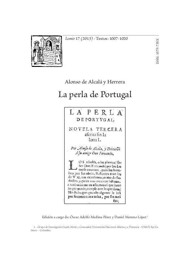 (PDF) Alonso de Alcalá y Herrera, La perla de Portugal