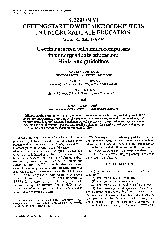 (PDF) Getting started with microcomputers in undergraduate education ...