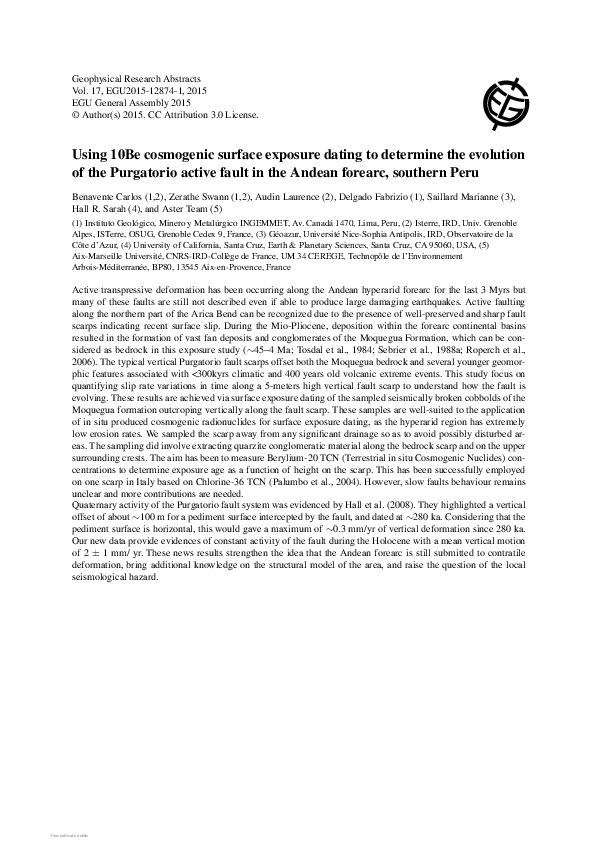(PDF) Using 10Be cosmogenic surface exposure dating to determine the ...