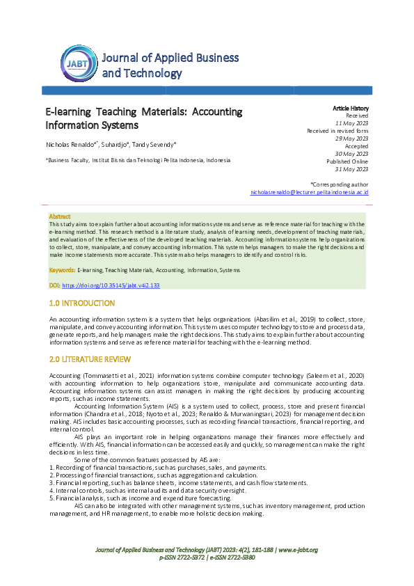 (PDF) E-learning Teaching Materials: Accounting Information Systems