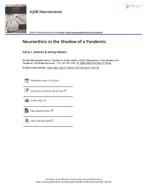 (PDF) Neuroethics in the Shadow of a Pandemic | Adina Roskies ...