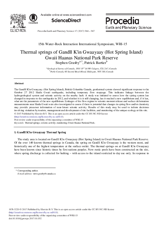 (PDF) Thermal Springs of Gandll K’in Gwaayaay (Hot Spring Island) Gwaii ...