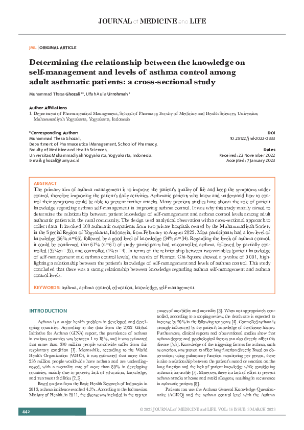 (PDF) Determining the relationship between the knowledge on self ...