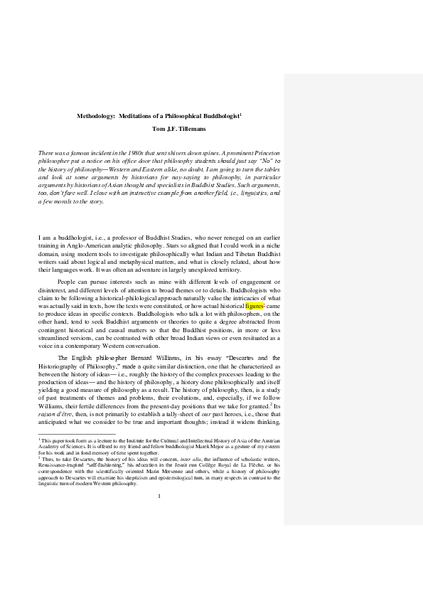 (PDF) Methodology: Meditations of a Philosophical Buddhologist. | Tom ...
