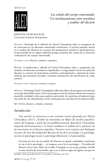 (PDF) Las señales del cuerpo emocionado. Un entrelazamiento entre ...
