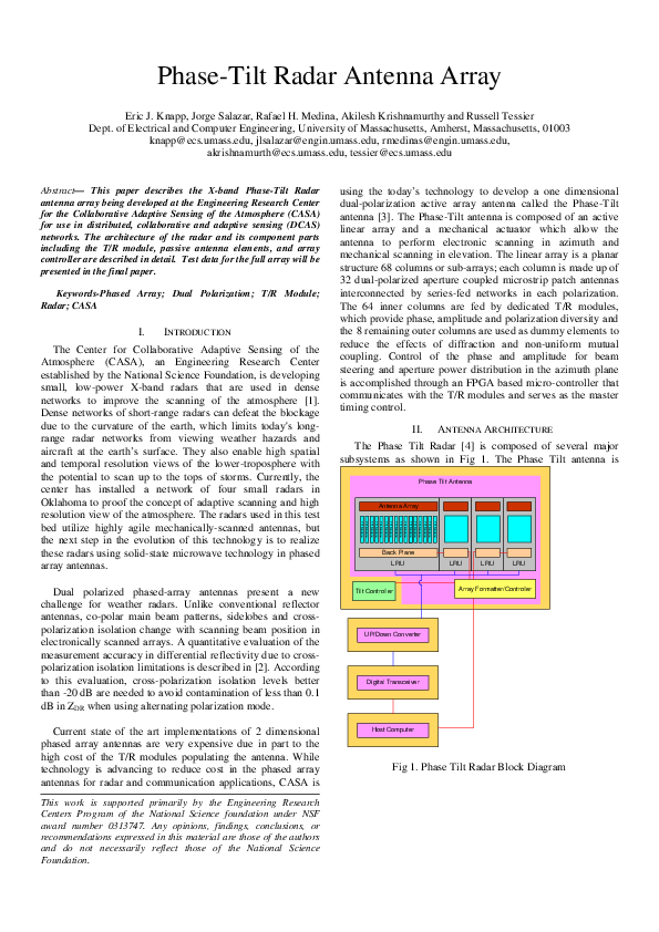 (PDF) Phase-Tilt Radar Antenna Array