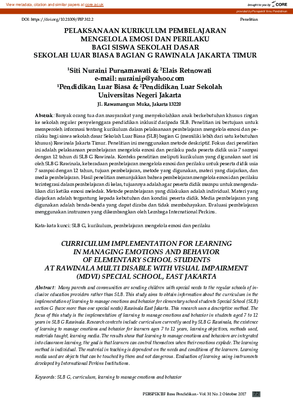 (PDF) Pelaksanaan Kurikulum Pembelajaran Mengelola Emosi Dan Perilaku ...