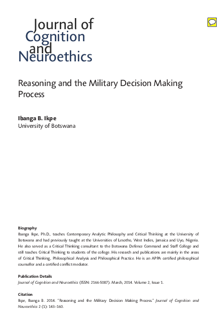 (PDF) Reasoning and the military decision making process