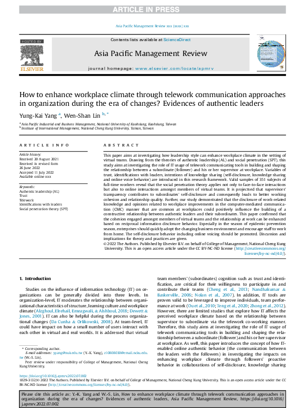 (PDF) How to enhance workplace climate through telework communication ...