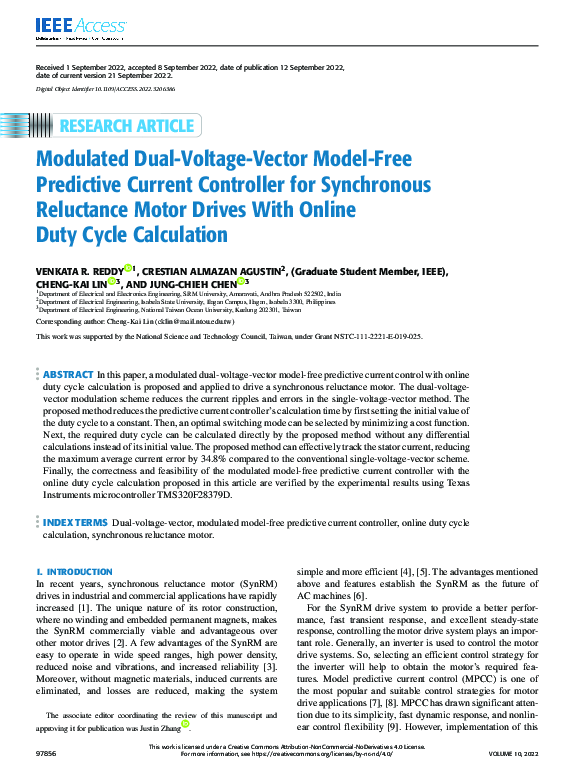 Pdf Modulated Dual Voltage Vector Model Free Predictive Current Controller For Synchronous