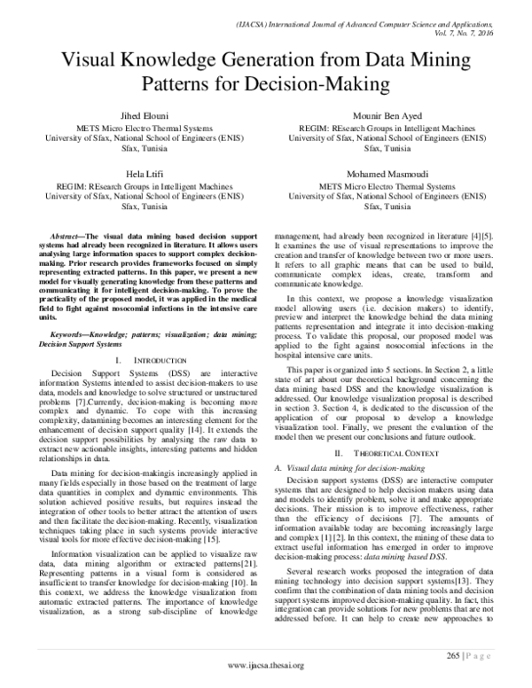 (PDF) Visual Knowledge Generation from Data Mining Patterns for Decision-Making