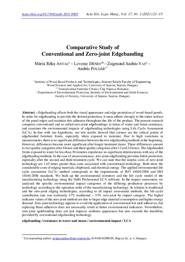 (PDF) Comparative Study of Conventional and Zero-joint Edgebanding