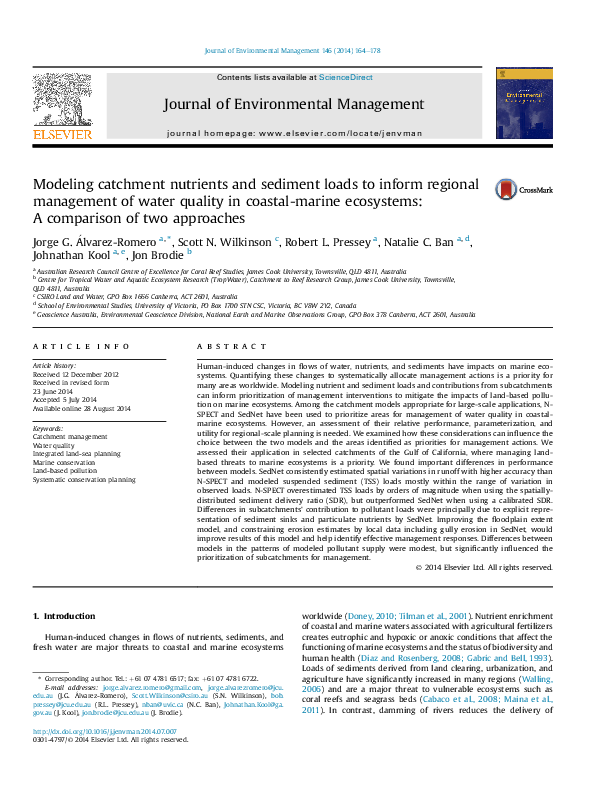 (PDF) Modeling catchment nutrients and sediment loads to inform ...