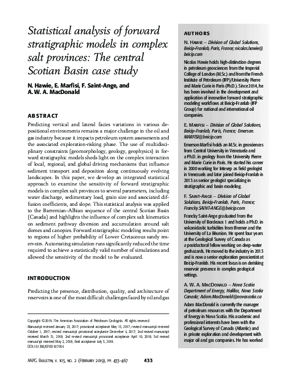 (PDF) Statistical analysis of forward stratigraphic models in complex ...