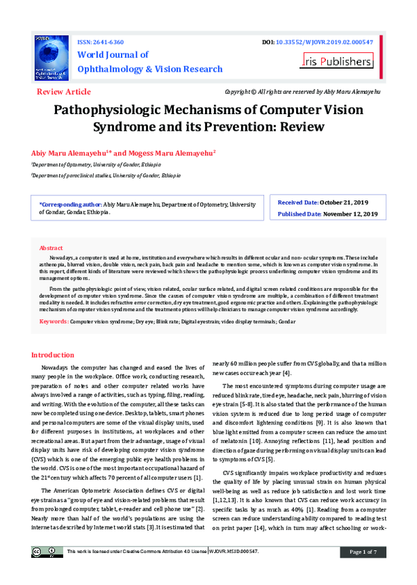 (PDF) Computer vision syndrome: A review
