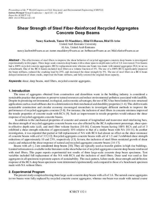(PDF) Shear Strength of Steel Fiber-Reinforced Recycled Aggregates ...