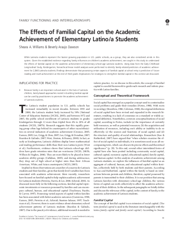 (PDF) The Effects of Familial Capital on the Academic Achievement of ...