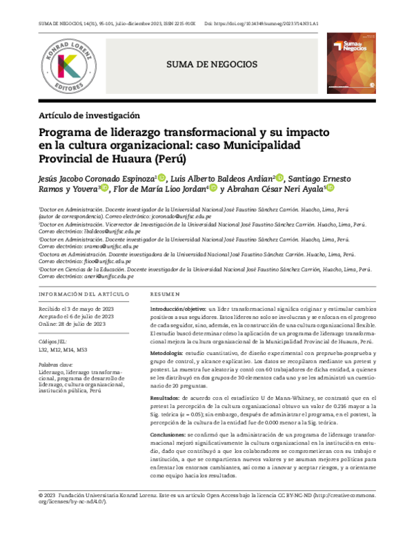(PDF) Programa de liderazgo transformacional y su impacto en la cultura ...