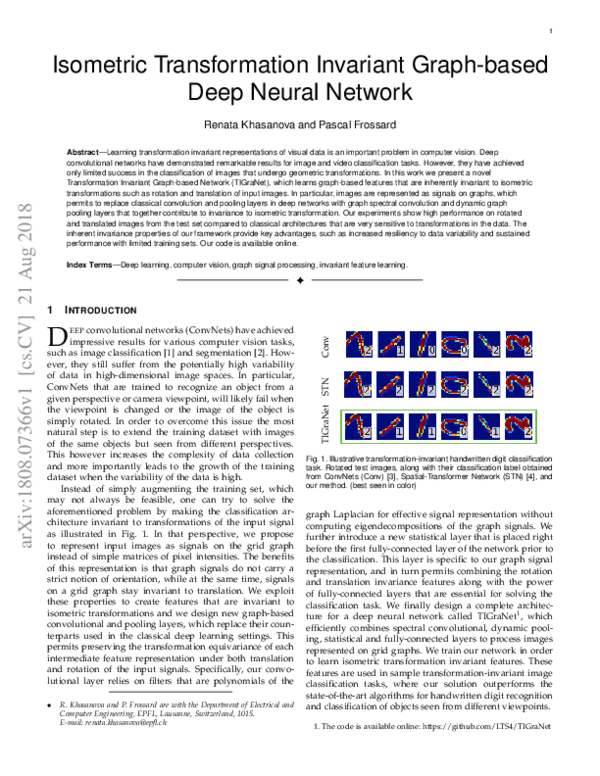 (PDF) Isometric Transformation Invariant Graph-based Deep Neural Network