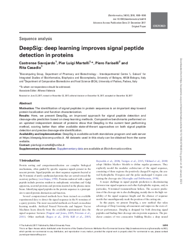 (PDF) DeepSig: deep learning improves signal peptide detection in proteins
