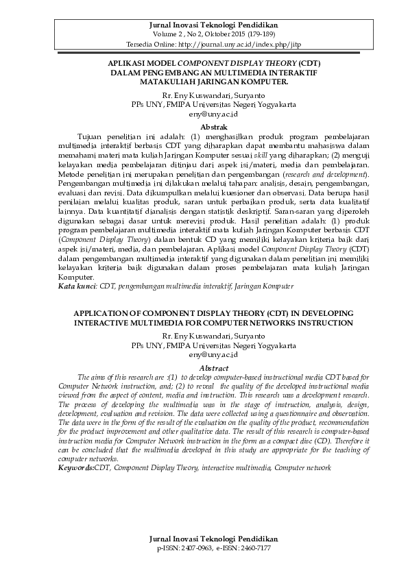 (PDF) Aplikasi Model Component Display Theory (CDT) Dalam Pengembangan Multimedia Interaktif ...