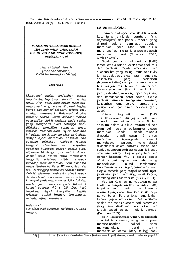 (PDF) Pengaruh Relaksasi Guided Imagery Pada Gangguan Premenstrual ...