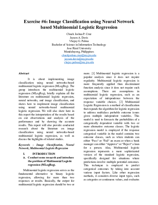 (DOC) Image Classification using Neural Network based Multinomial ...
