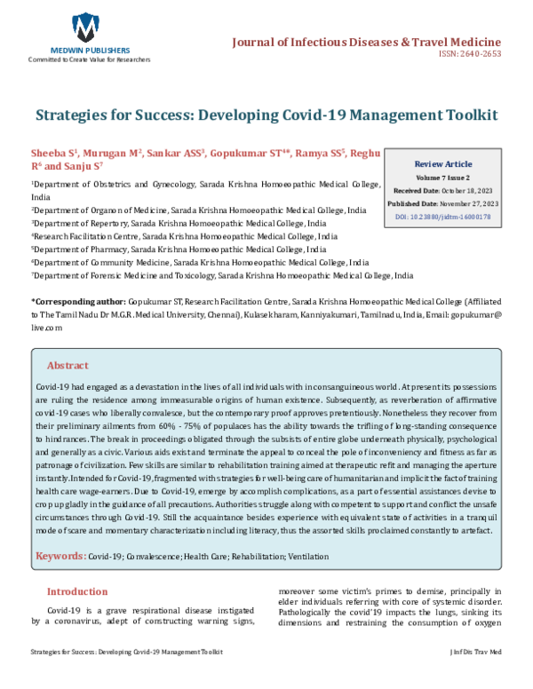 (PDF) Strategies for Success: Developing Covid-19 Management Toolkit ...