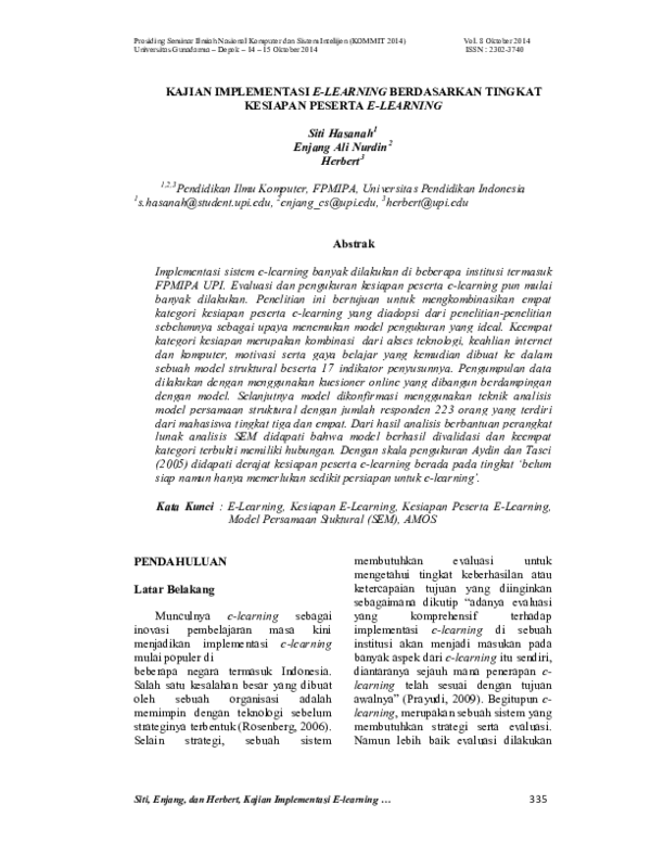 (PDF) Kajian Implementasi E-learning Berdasarkan Tingkat Kesiapan Peserta E-learning