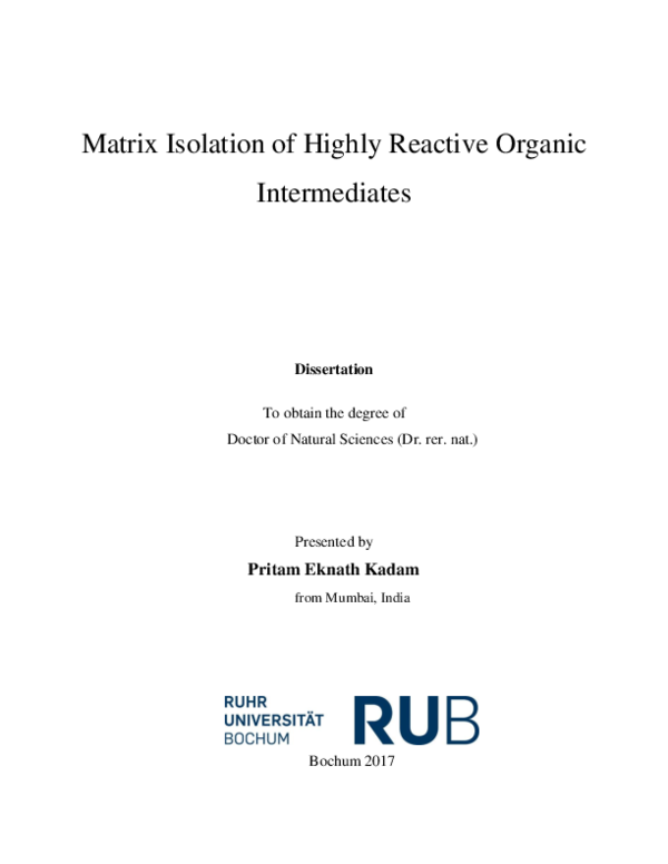 (PDF) Matrix isolation of highly reactive organic intermediates