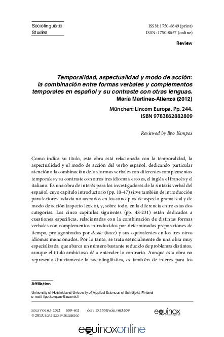 (PDF) Temporalidad, aspectualidad y modo de acción: la combinación ...