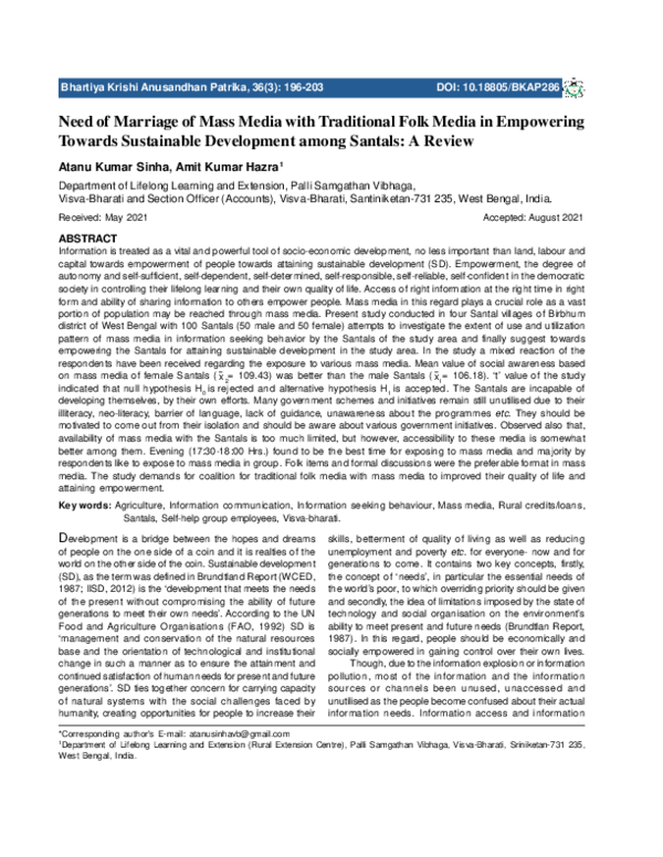 (PDF) Need of Marriage of Mass Media with Traditional Folk Media in ...