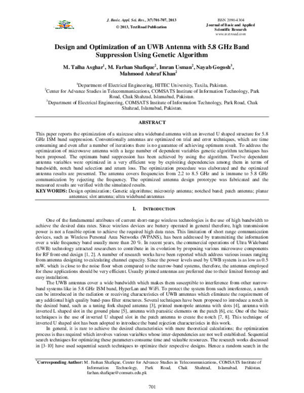 (PDF) Design and Optimization of an UWB Antenna with 5.8 GHz Band Suppression Using Genetic ...