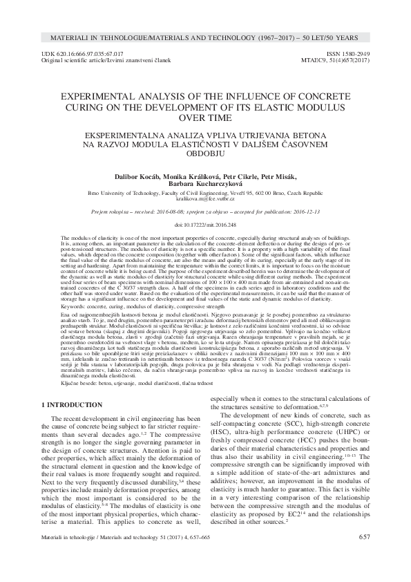 (PDF) Experimental analysis of the influence of concrete curing on the development of its ...