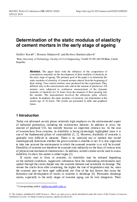 (PDF) Determination of the static modulus of elasticity of cement ...