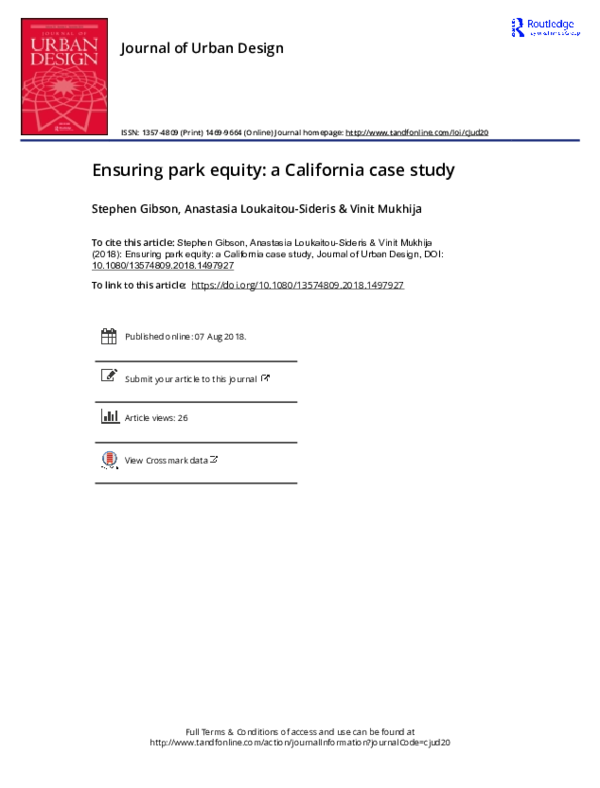 (PDF) Ensuring park equity: a California case study